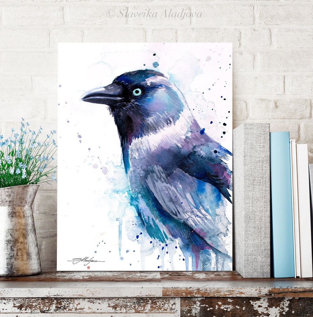 Jackdaw Watercolor Painting Print by Slaveika Aladjova, Art, Animal ...