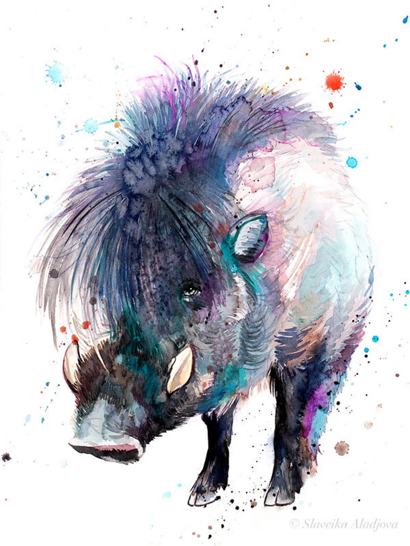 Visayan Warty Pig Watercolor Painting Print by Slaveika Aladjova, Art ...