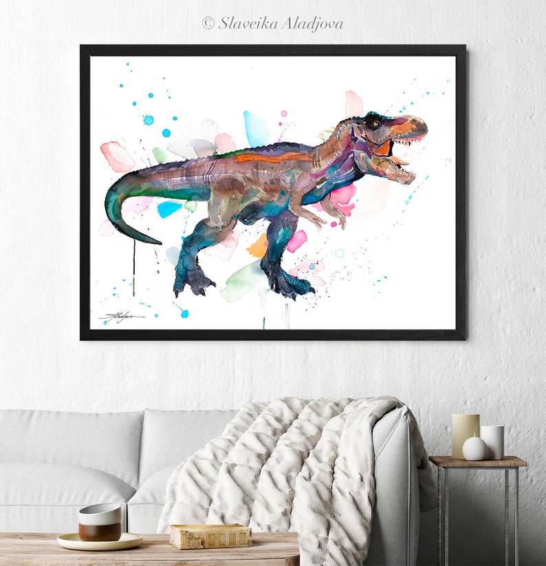 Tyrannosaurus Rex T Rex Dinosaur Watercolor Painting Print by - Etsy UK