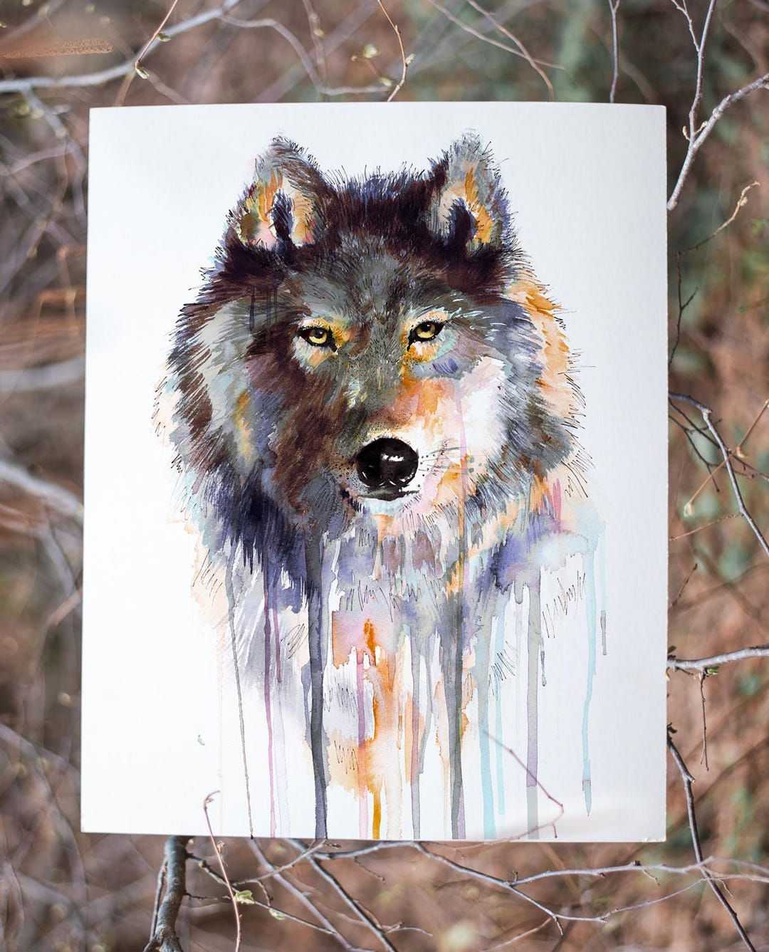 Grey Wolf Watercolor Painting Print by Slaveika Aladjova, Art, Animal ...