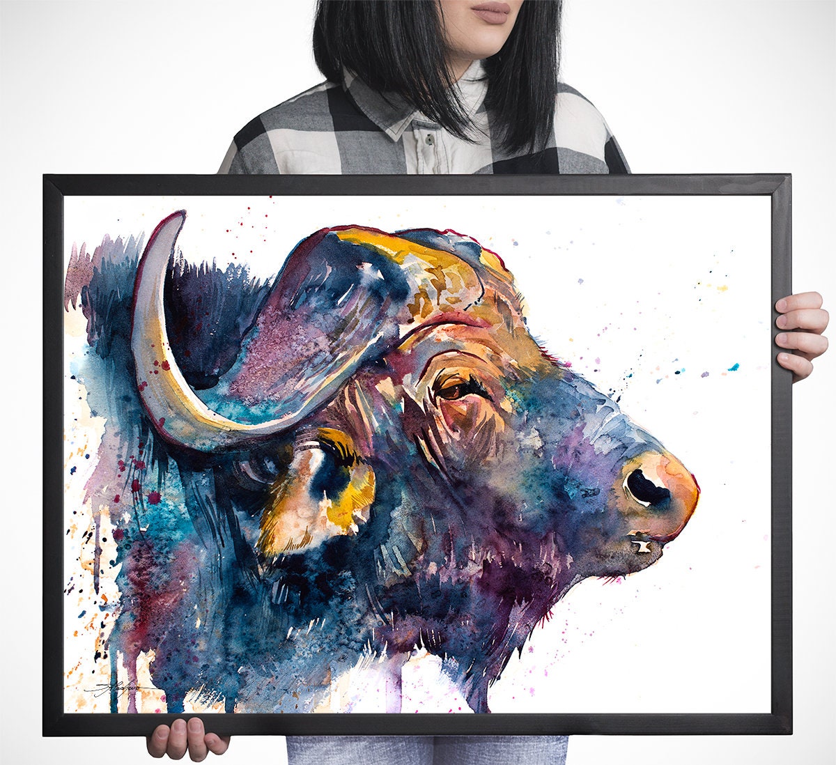 Afrikanischer Büffel Aquarell Druck von Slaveika Aladjova | Etsy