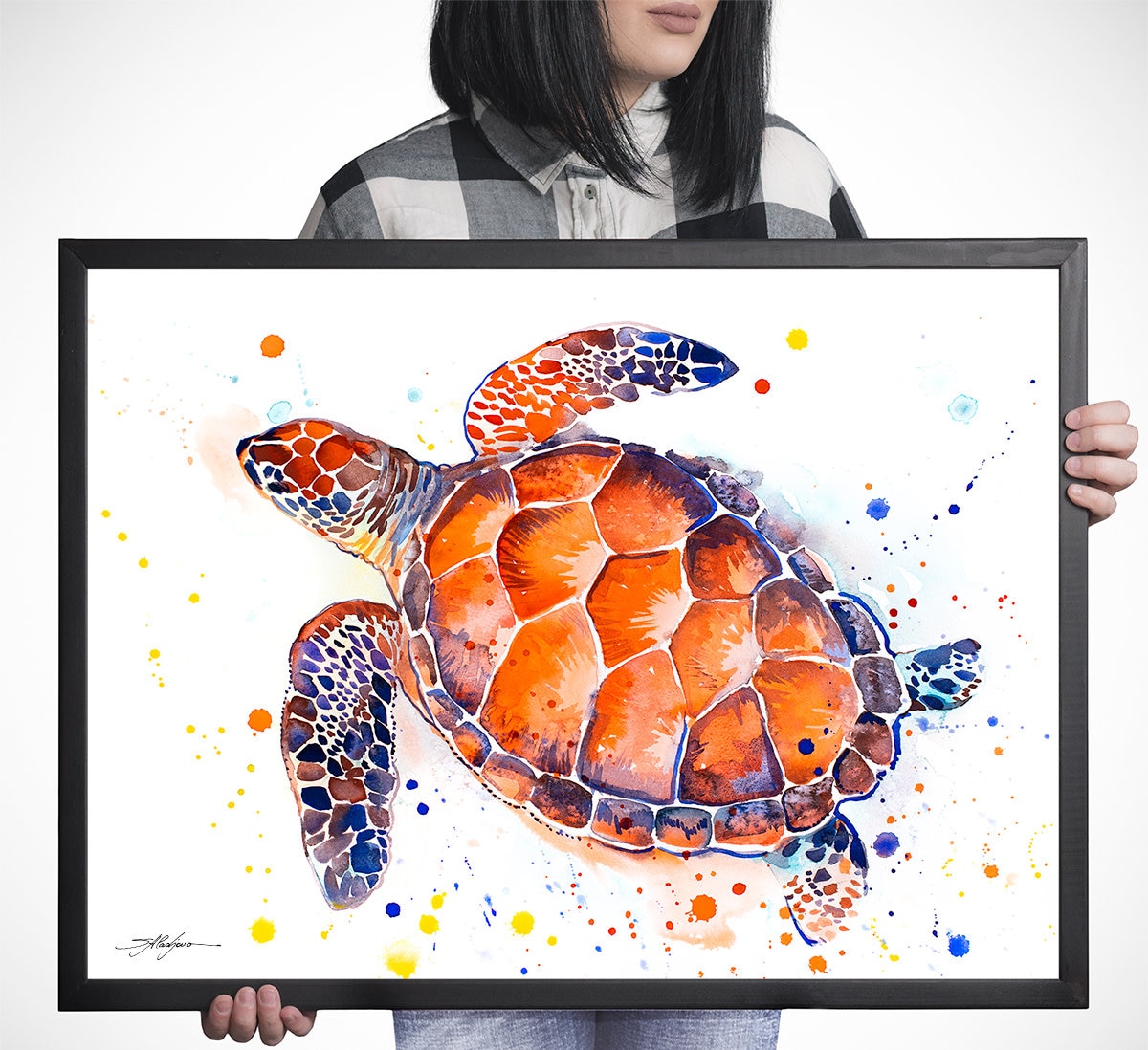 Hawksbill Sea Turtle Limited Edition Watercolor Art Print by Slaveika ...