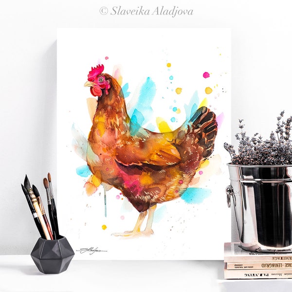 Chicken Watercolor - Etsy