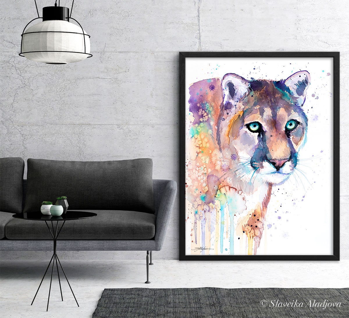 Puma Watercolor Painting Print by Slaveika Aladjova, Cougar Art, Animal ...