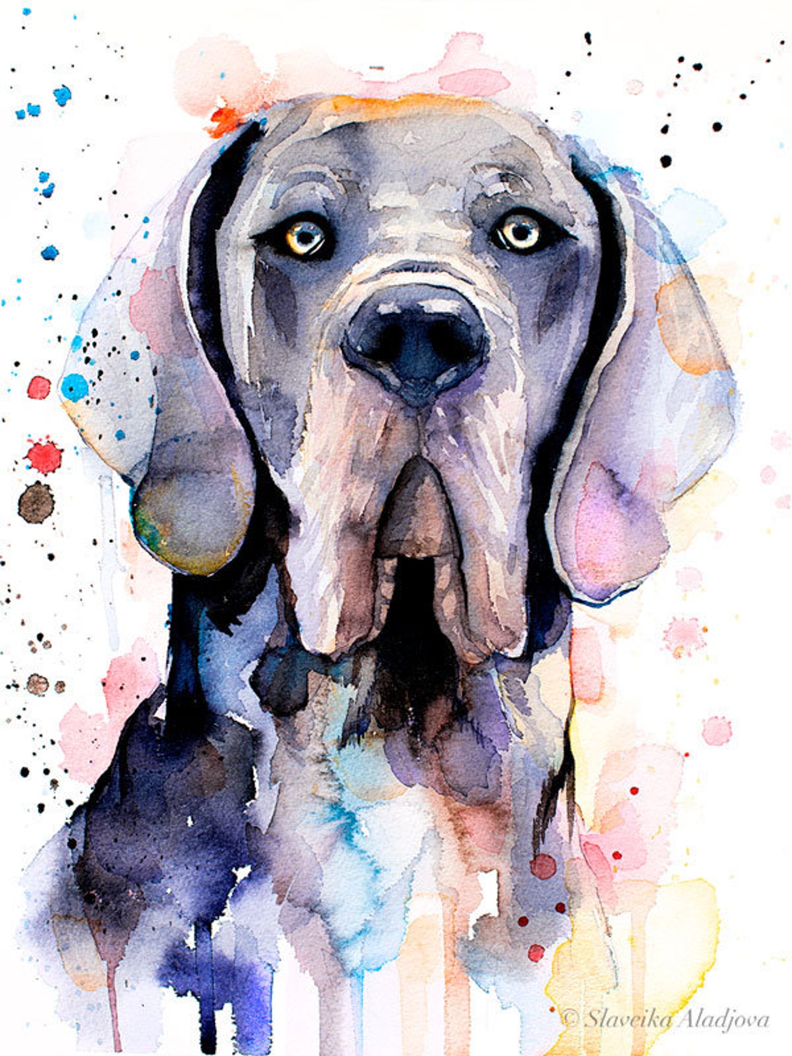 Blue Great Dane Watercolor Painting Print by Slaveika Aladjova, Art ...