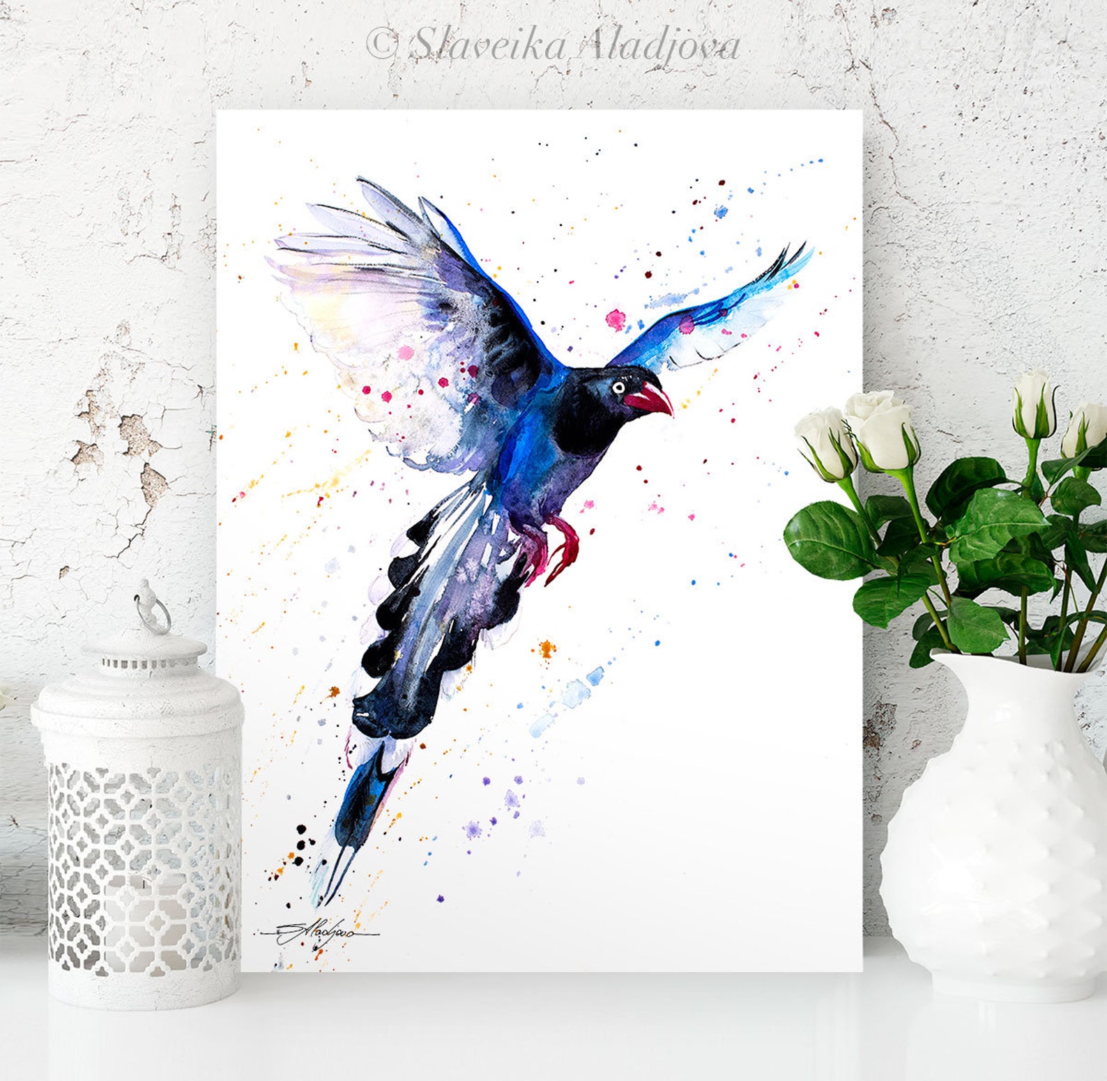 Taiwan Blue Magpie Watercolor Painting Print by Slaveika - Etsy