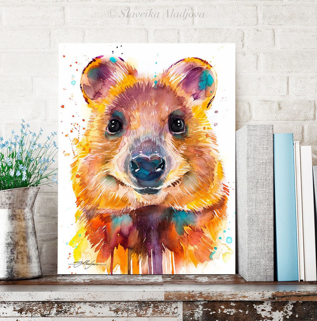 Quokka Watercolor Painting Print by Slaveika Aladjova, Art, Animal ...