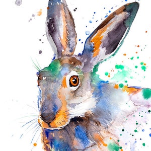 Colorful Jackrabbit Watercolor Painting Print by Slaveika Aladjova, Art ...