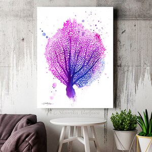 Gorgonia Ventalina, Purple Sea Fan, Coral Limited Edition Watercolor ...