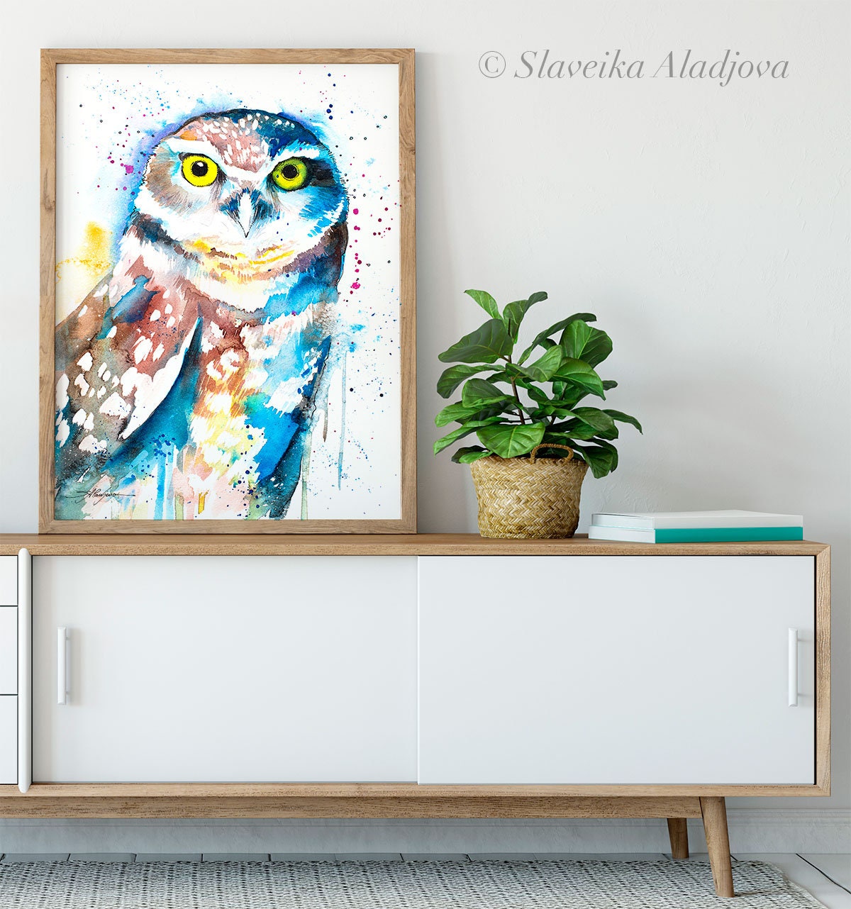 Burrowing owl watercolor painting print by Slaveika Aladjova | Etsy