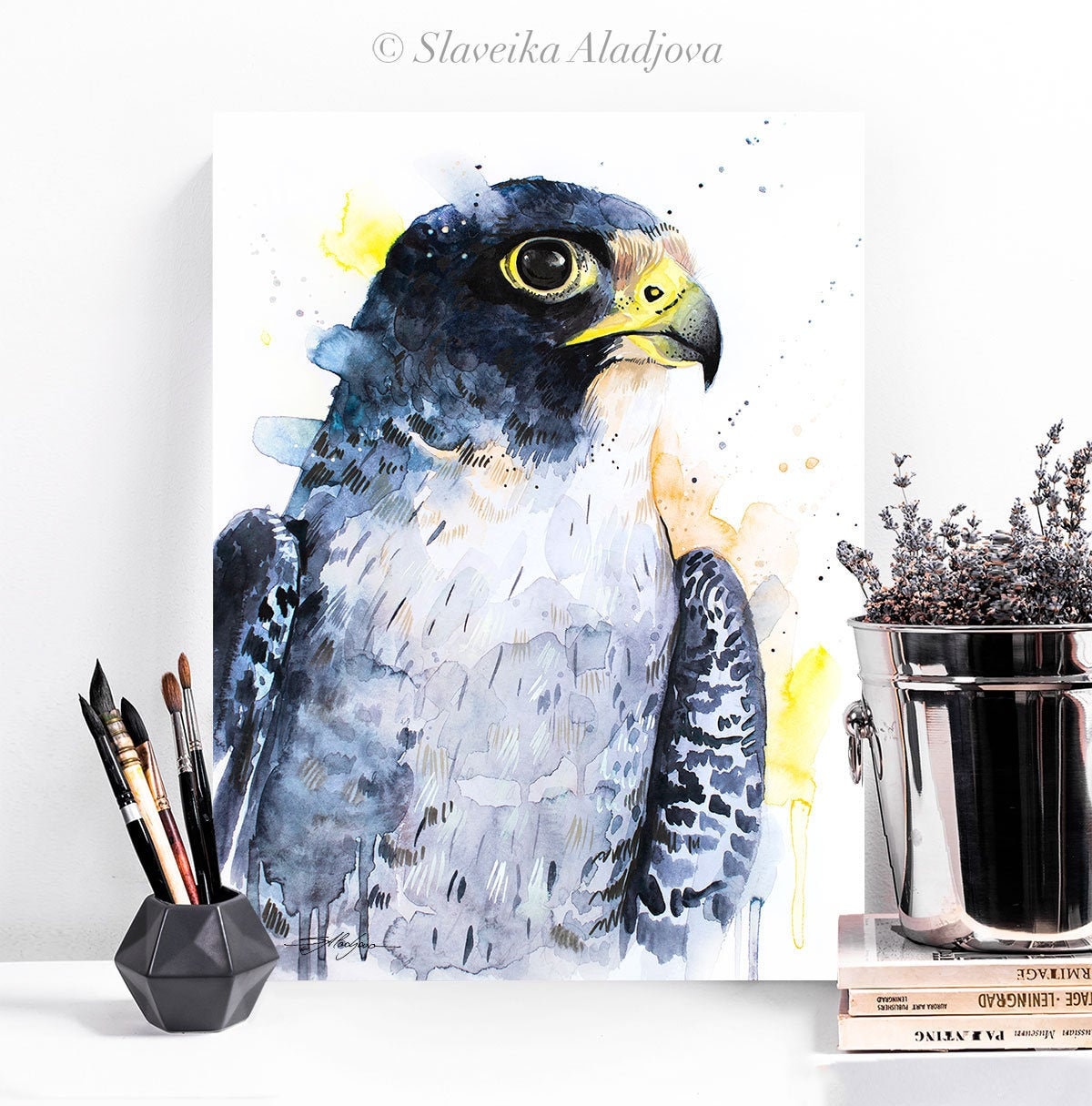 Peregrine Falcon Watercolor Painting Print by Slaveika - Etsy UK