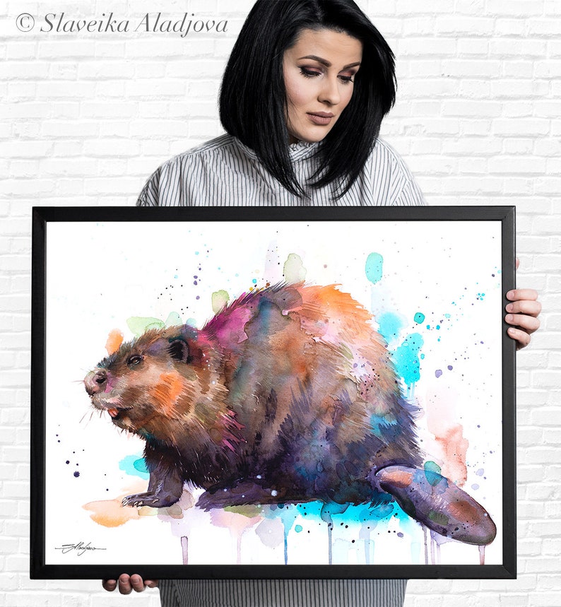 Beaver Watercolor Painting Print by Slaveika Aladjova, Art, Animal ...