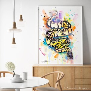 Pastel Ball Python Snake Watercolor Painting Print by Slaveika Aladjova ...