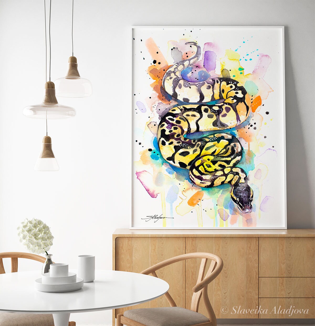 Pastel Ball Python Snake watercolor painting print by Slaveika Aladjova ...