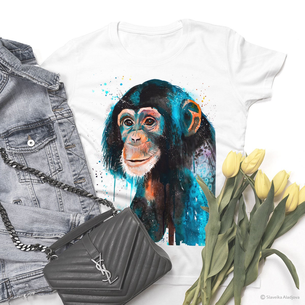 Baby Chimp Chimpanzee T-shirt Unisex T-shirt ring spun | Etsy