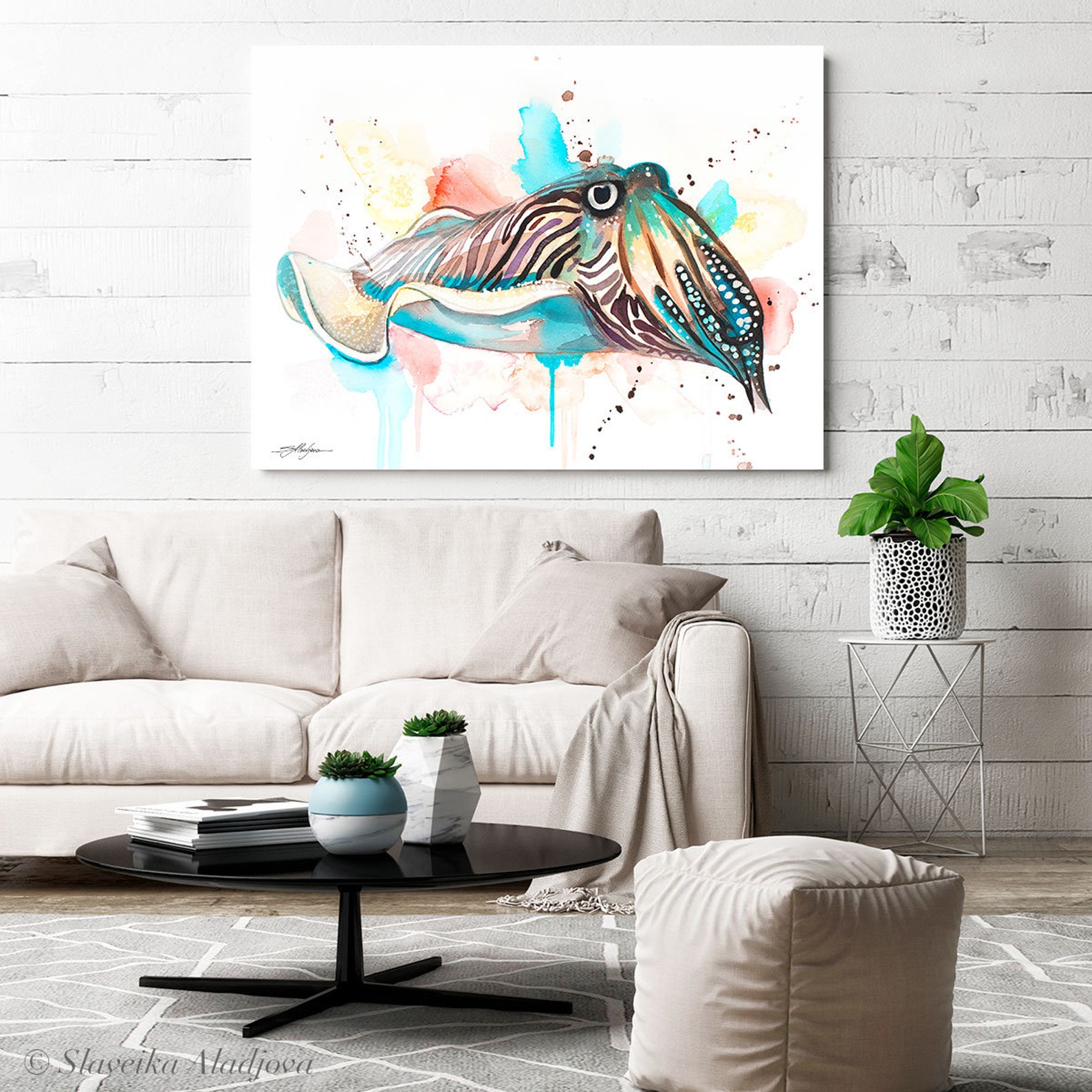 Common Cuttlefish Limited Edition Watercolor Art Print by Slaveika ...