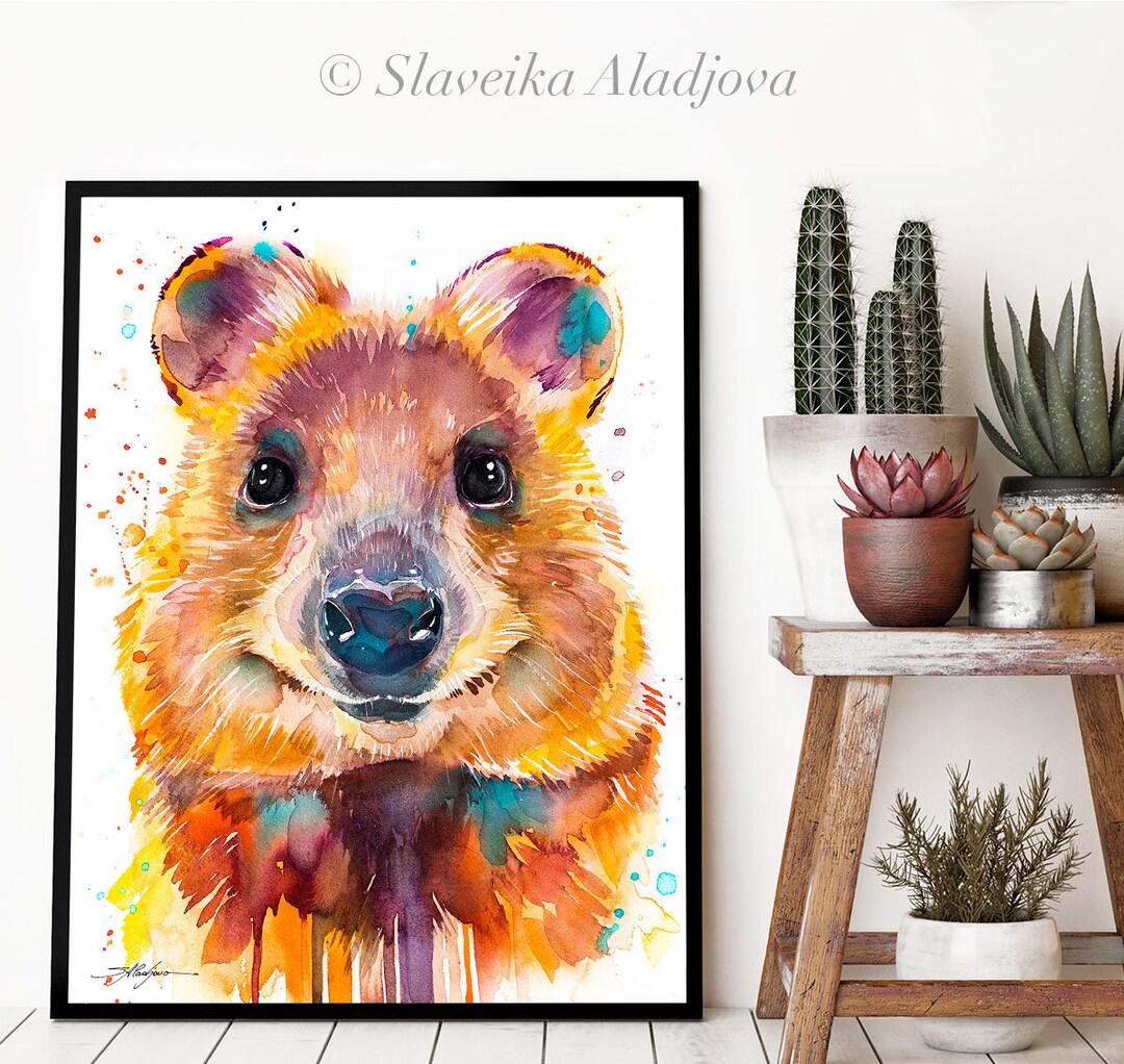 Quokka Watercolor Painting Print by Slaveika Aladjova, Art, Animal ...