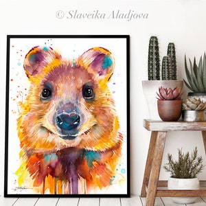 Quokka Watercolor Painting Print by Slaveika Aladjova, Art, Animal ...