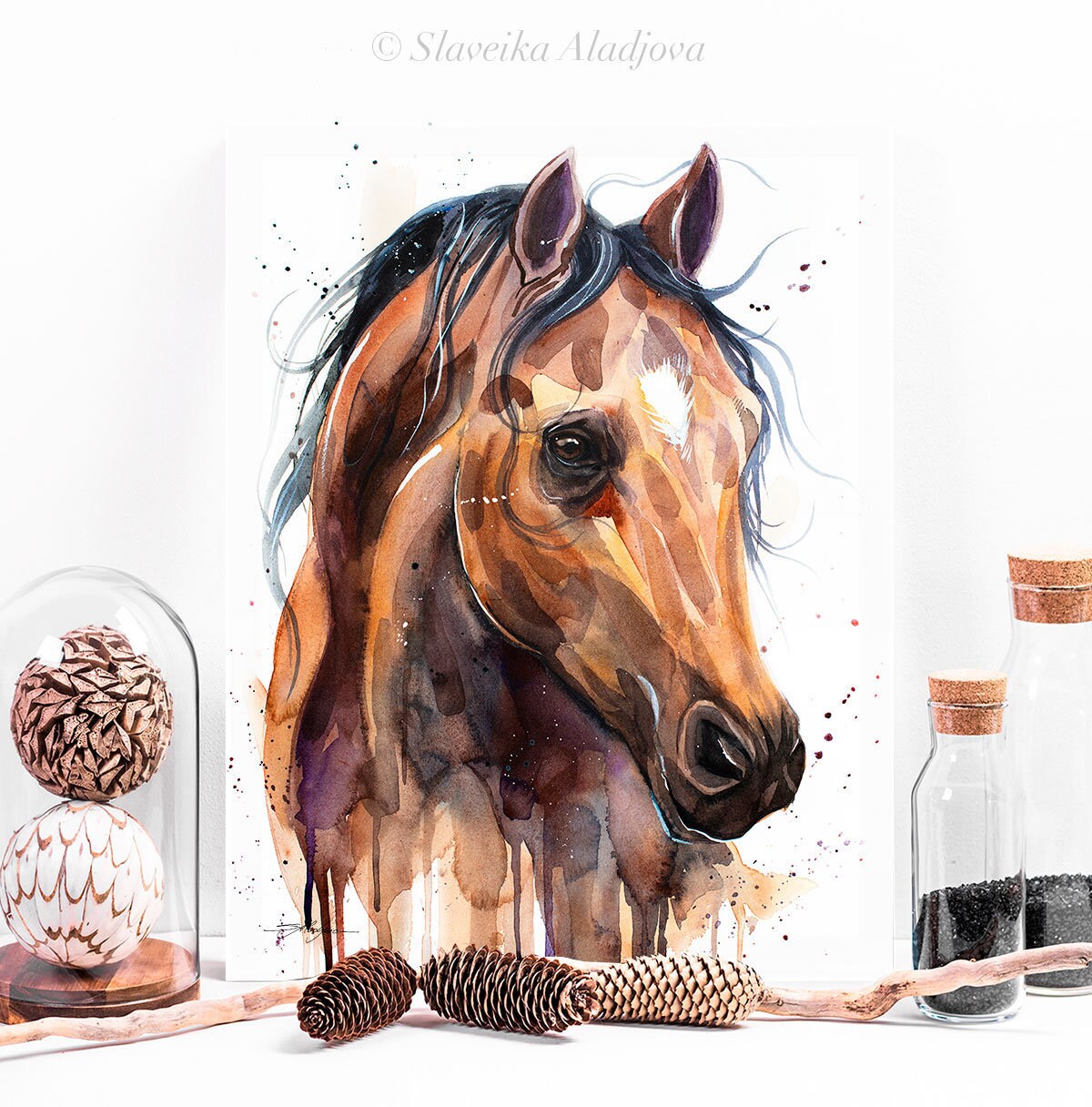 Home Décor Home & Living Galloping Horses Watercolor art Print ...