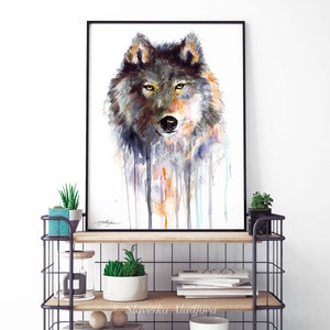 Grey Wolf Watercolor Painting Print by Slaveika Aladjova, Art, Animal ...