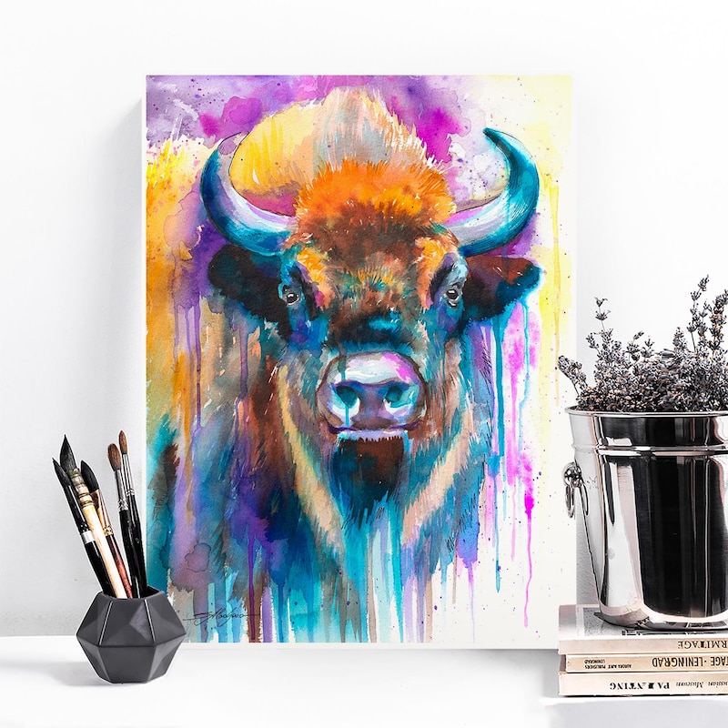 Bison Painting - Etsy