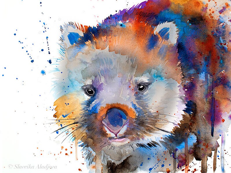 Wombat Watercolor Painting Print by Slaveika Aladjova, Art, Animal ...