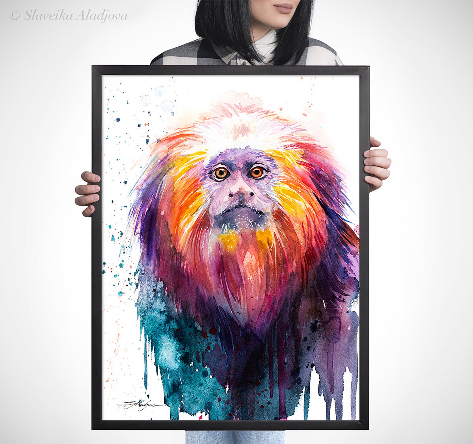 Golden Lion Tamarin Watercolor Painting Print by Slaveika | Etsy