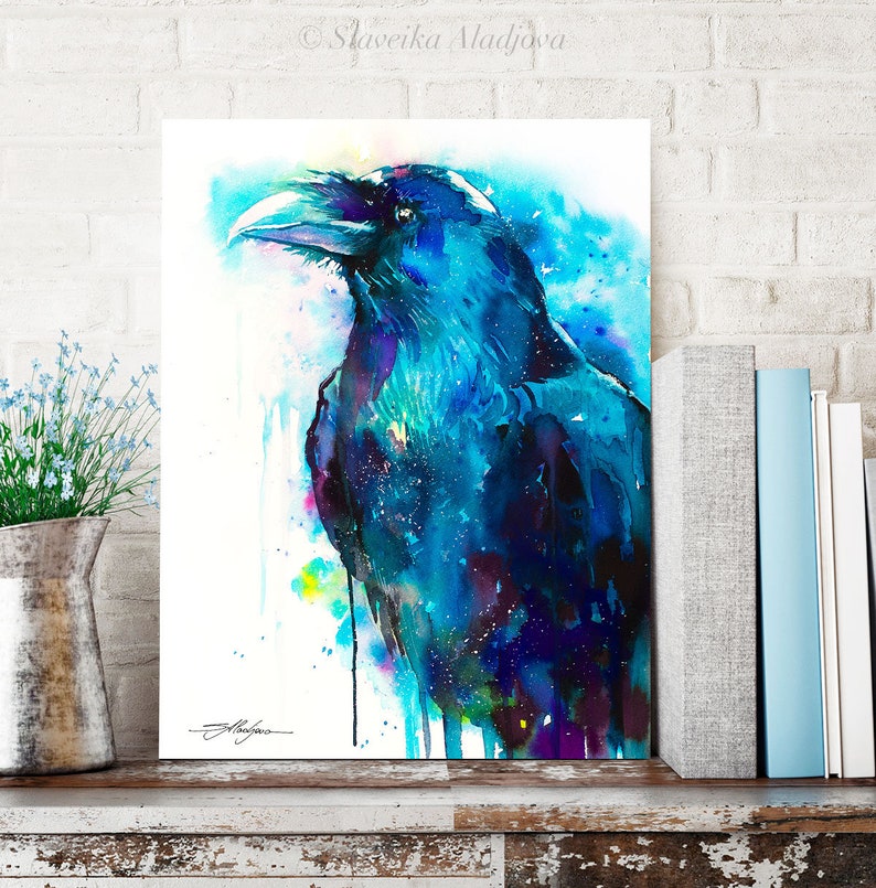 Raven Watercolor Painting Print by Slaveika Aladjova Art - Etsy