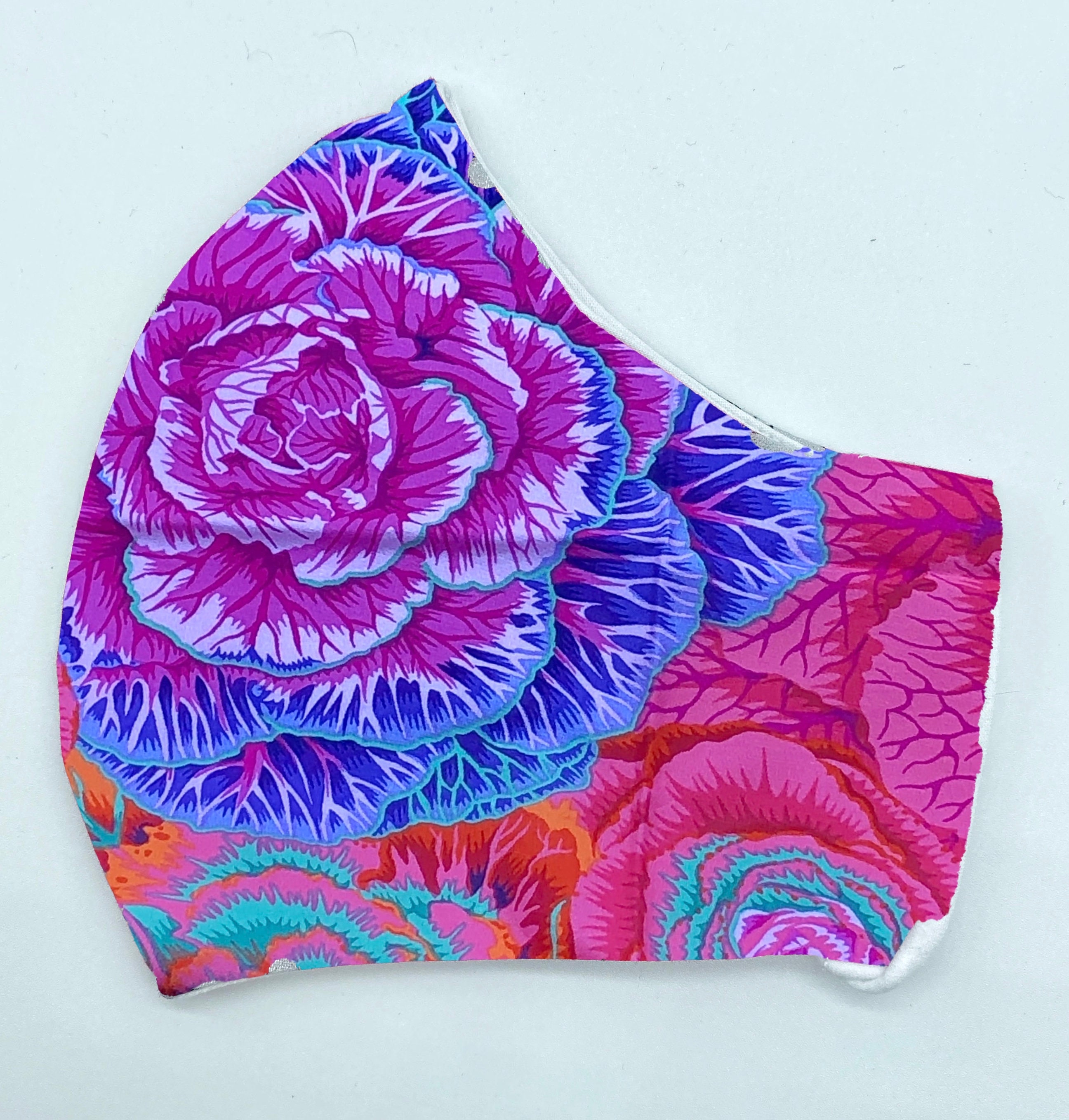 Face mask cotton three layer, filter pocket - vibrant cabbage and Kale ...