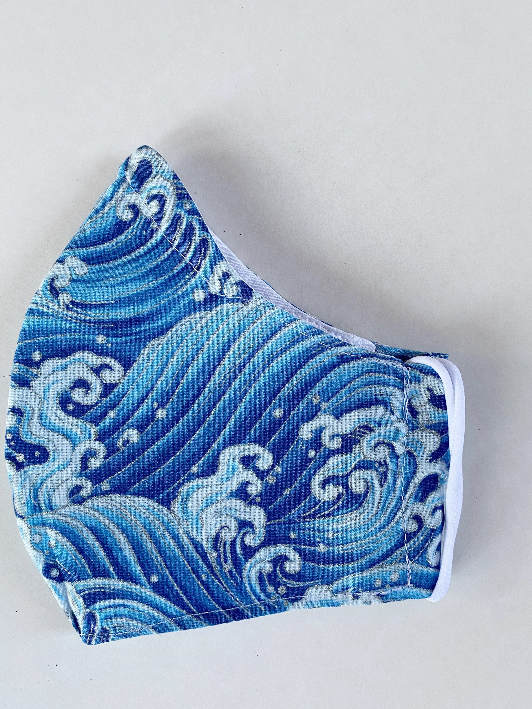 Face Mask Cotton 3 layer -Silver waves -3 Layer Mask- reusable ...