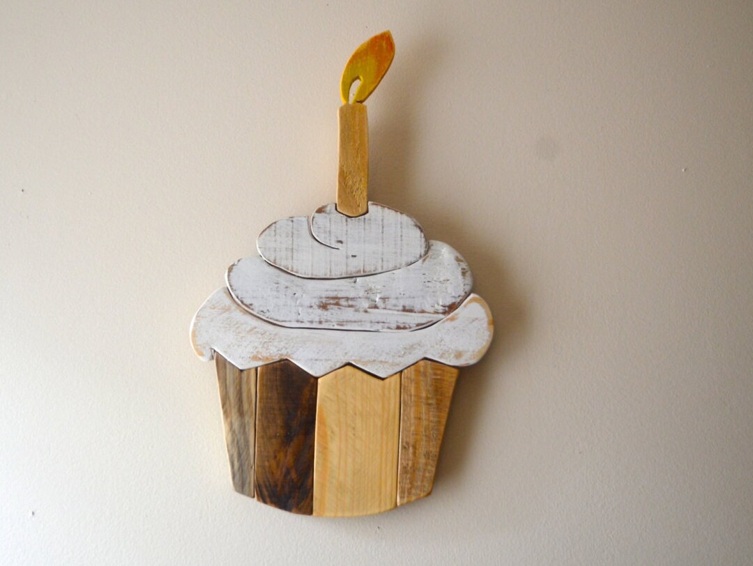 Rustic Wood Cupcake Birthday, Celebration, Wall/ Door Decor - Etsy