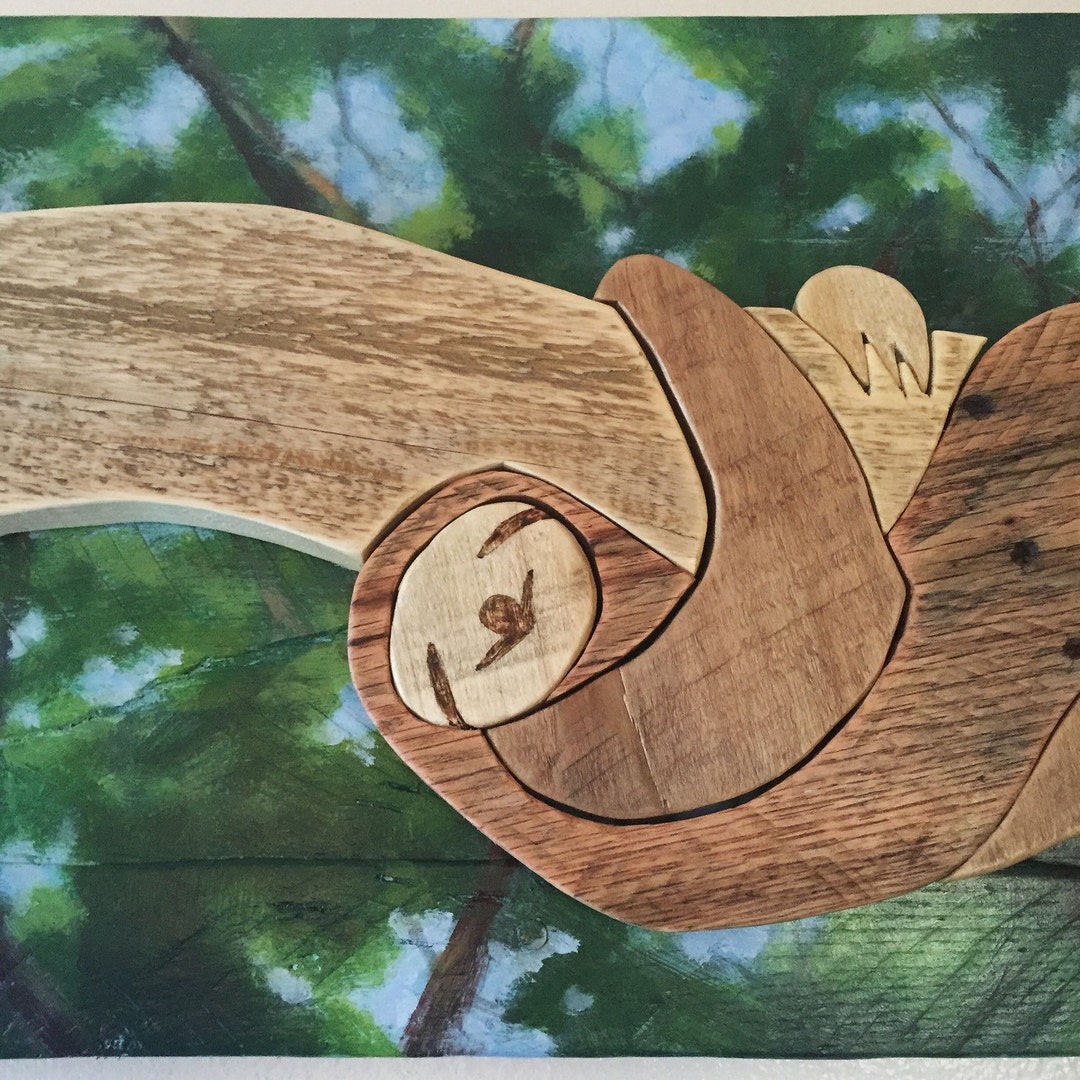 Sloth Wood Art Reclaimed Wood, Wall Home Decor, Rustic Animal Art - Etsy