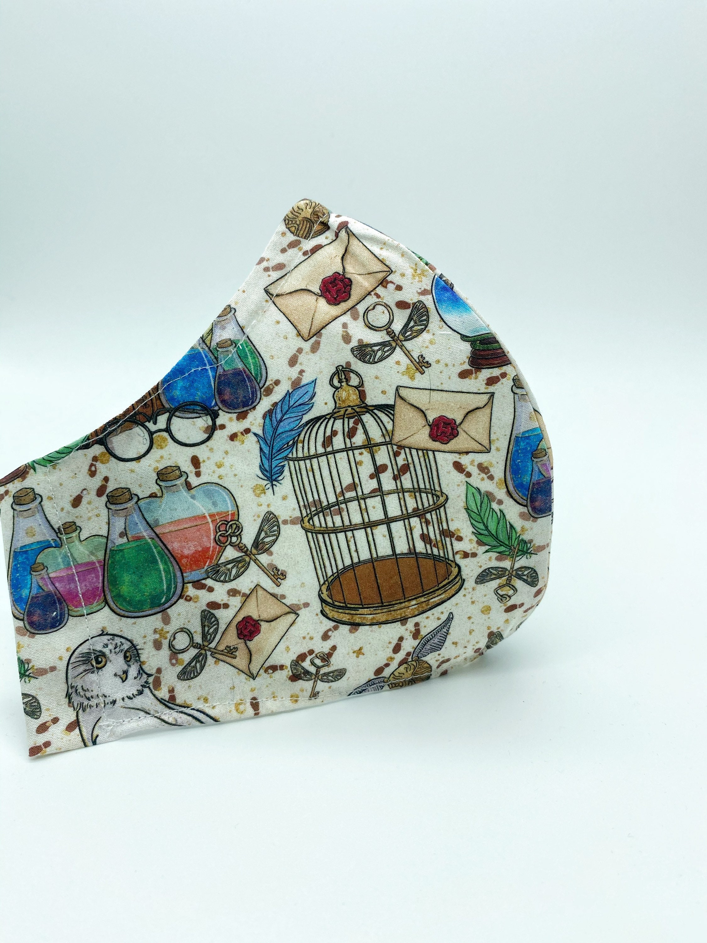 Face Mask , Cotton, Three Layers - Harry Potter Owl Hedwig