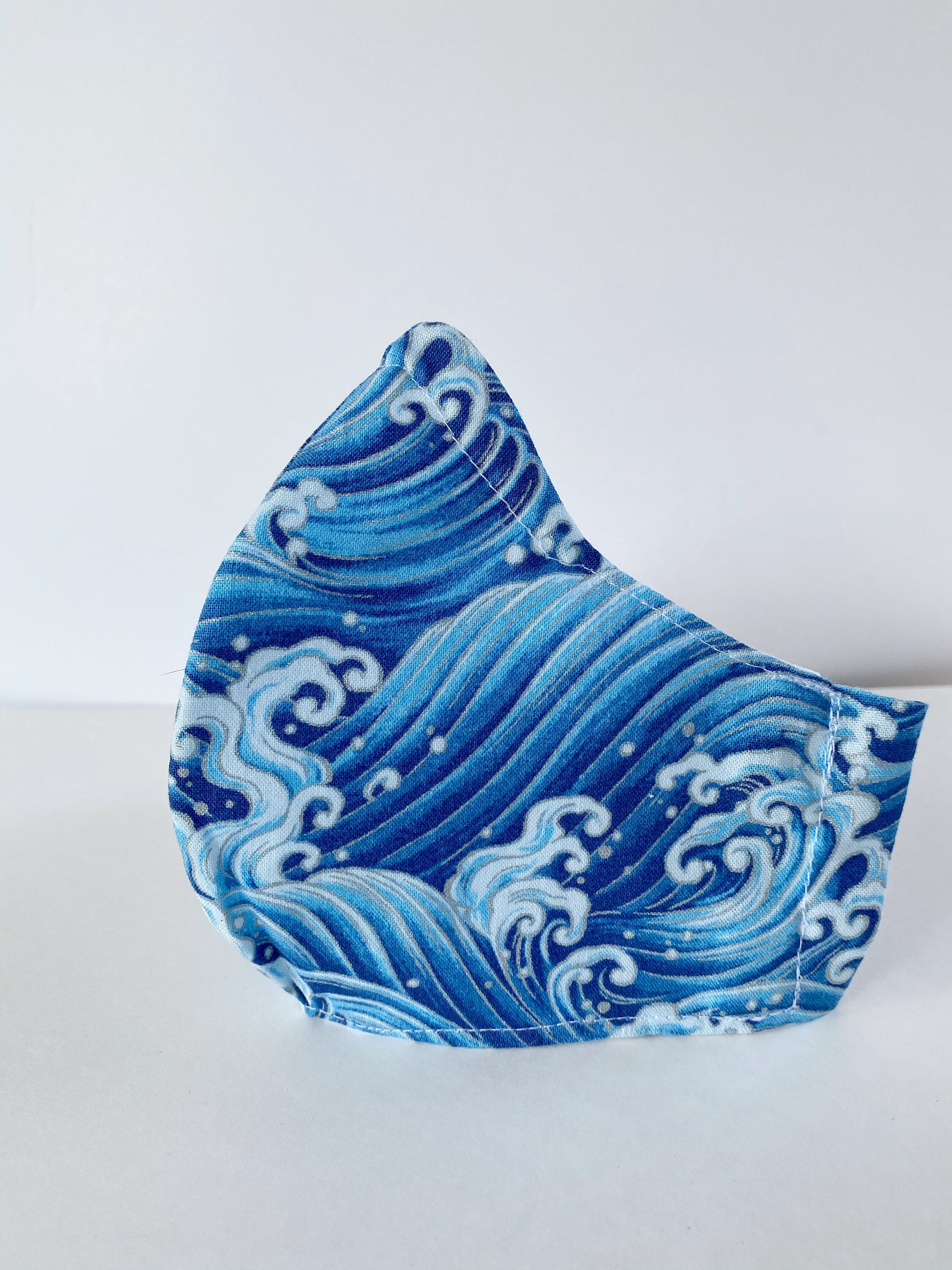 Face Mask Cotton 3 layer -Silver waves -3 Layer Mask- reusable ...