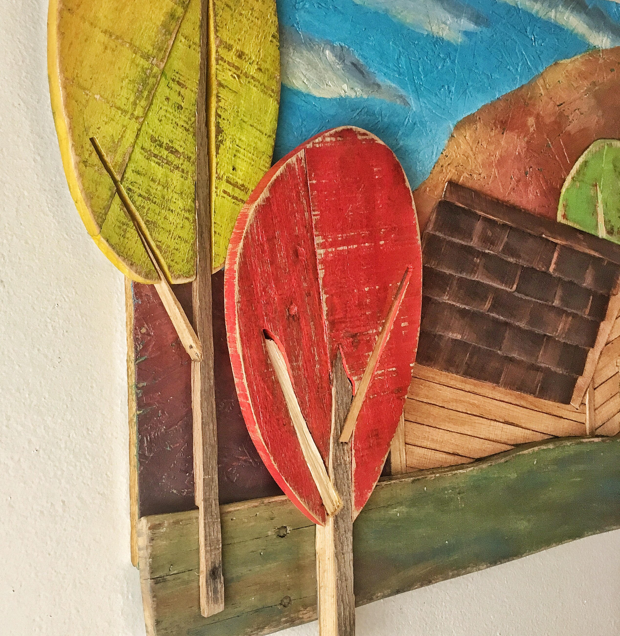 Autumn rustic cabin painting, fall colors, 3d art, rustic, reclaimed ...