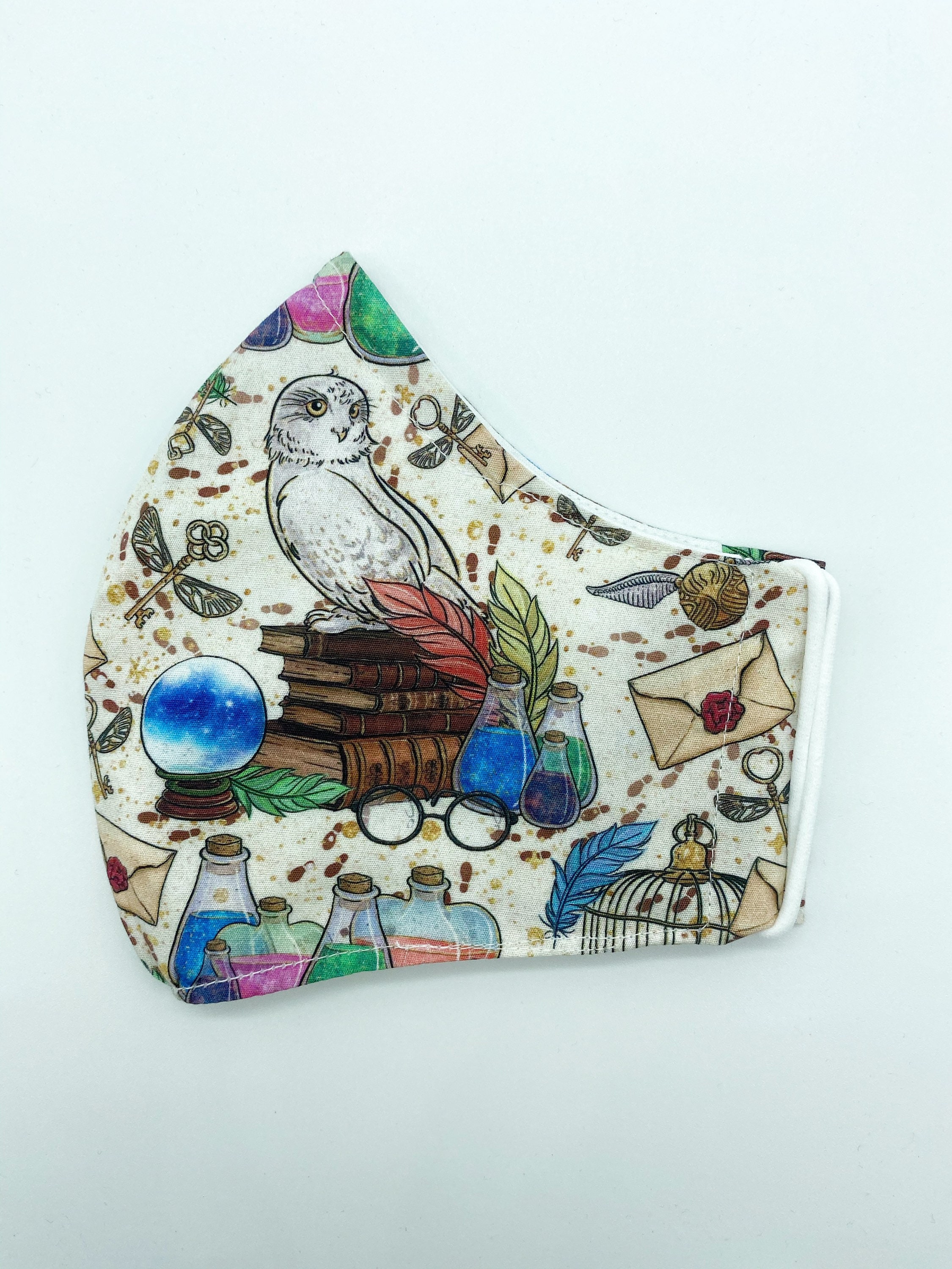Face Mask , Cotton, Three Layers - Harry Potter Owl Hedwig