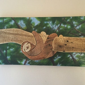 Sloth Wood Art Reclaimed Wood, Wall Home Decor, Rustic Animal Art - Etsy