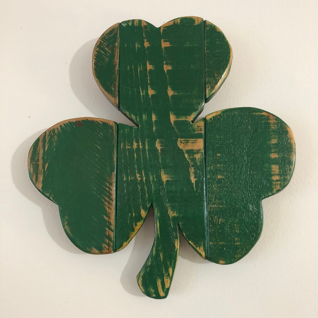 Wood Shamrock Wall Decor 9 Inch , Handmade Reclaimed Wood , Wood Wall ...