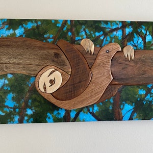 Sloth Wood Art Reclaimed Wood, Wall Home Decor, Rustic Animal Art - Etsy