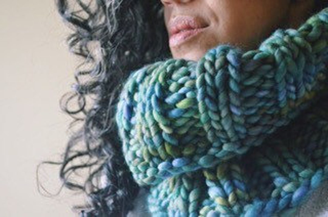 Icarus Cowl Blue Green Chunky Cowl, Warm , Wool, Soft - Etsy