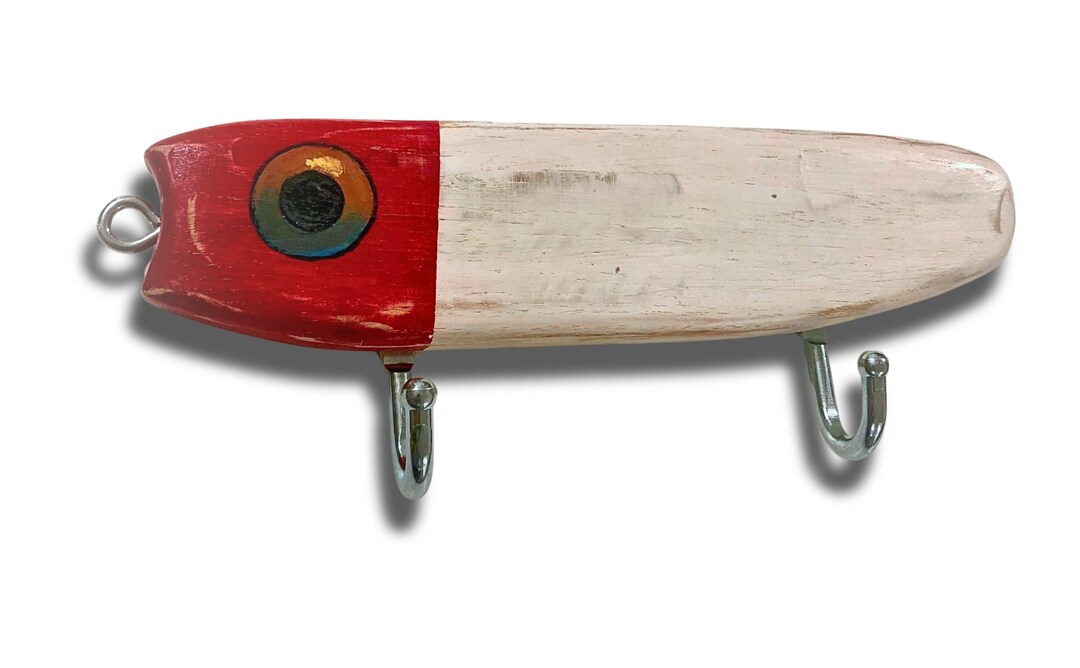 Rustic Fishing Lure Coat Rack – Handmade Reclaimed Wood Wall Hook for ...