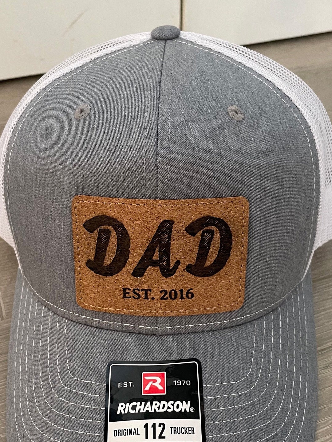 Custom Dad Est Year Hat CORK Leather Patch - Personalize It for Any ...