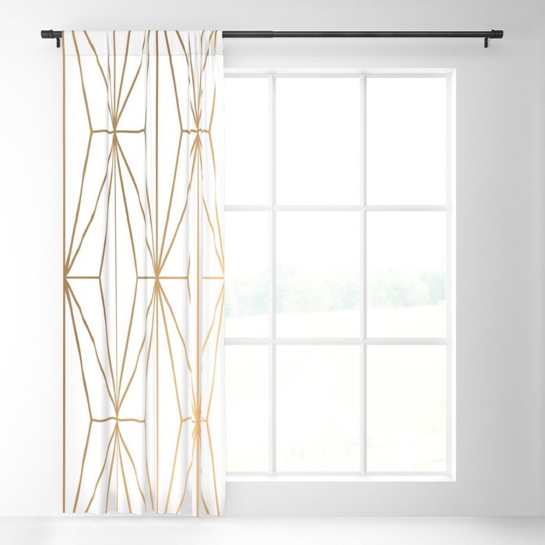 Gold Geometric Pattern Window Curtains Bohemian Curtains - Etsy