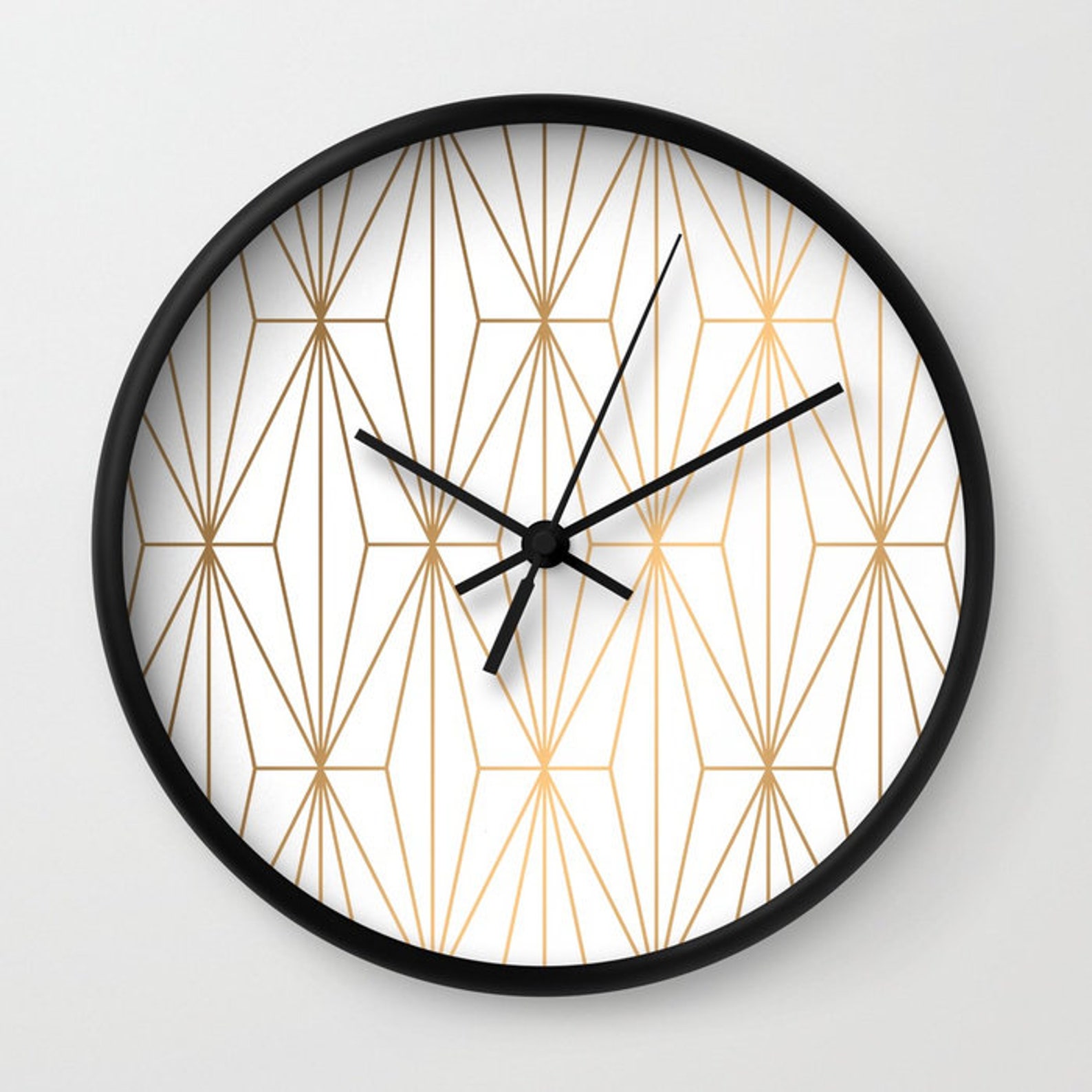 Gold Geometric Pattern Wall Clock, Bohemian Wall Clock, Gold Wall Clock ...