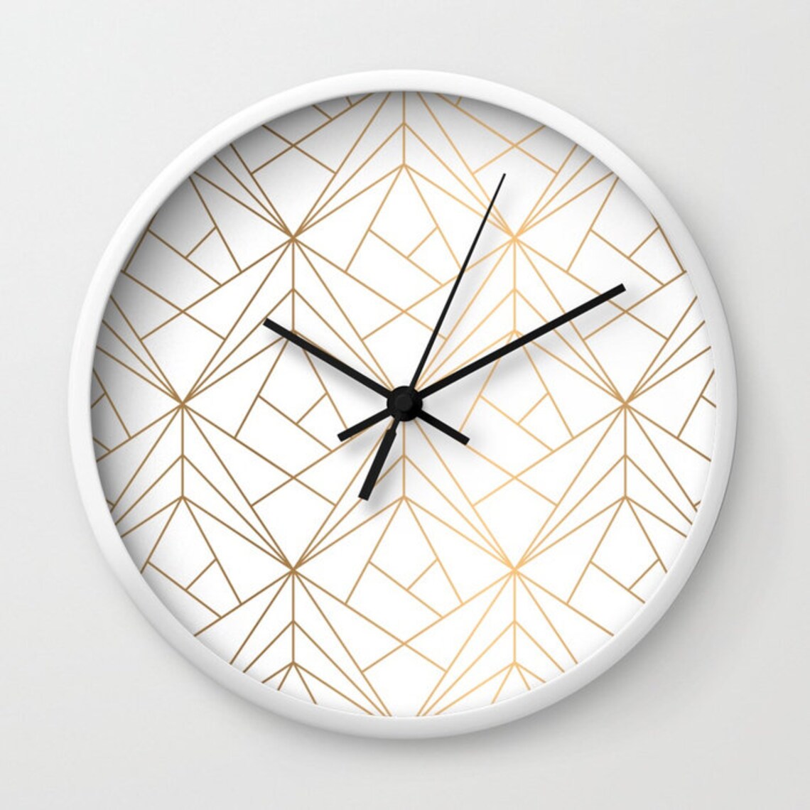 Geometric Gold Pattern Wall Clock, Bohemian Wall Clock, Gold Wall Clock ...