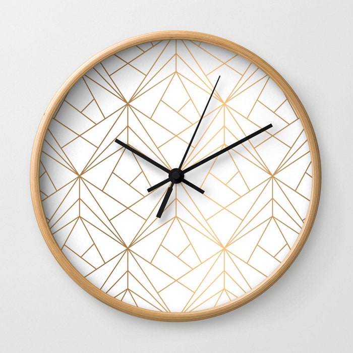 Geometric Gold Pattern Wall Clock, Bohemian Wall Clock, Gold Wall Clock ...