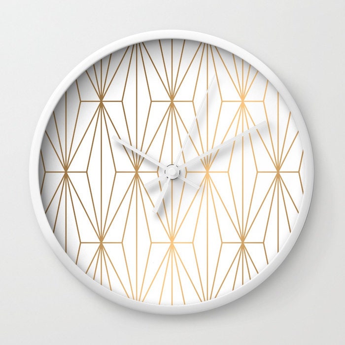 Gold Geometric Pattern Wall Clock, Bohemian Wall Clock, Gold Wall Clock ...