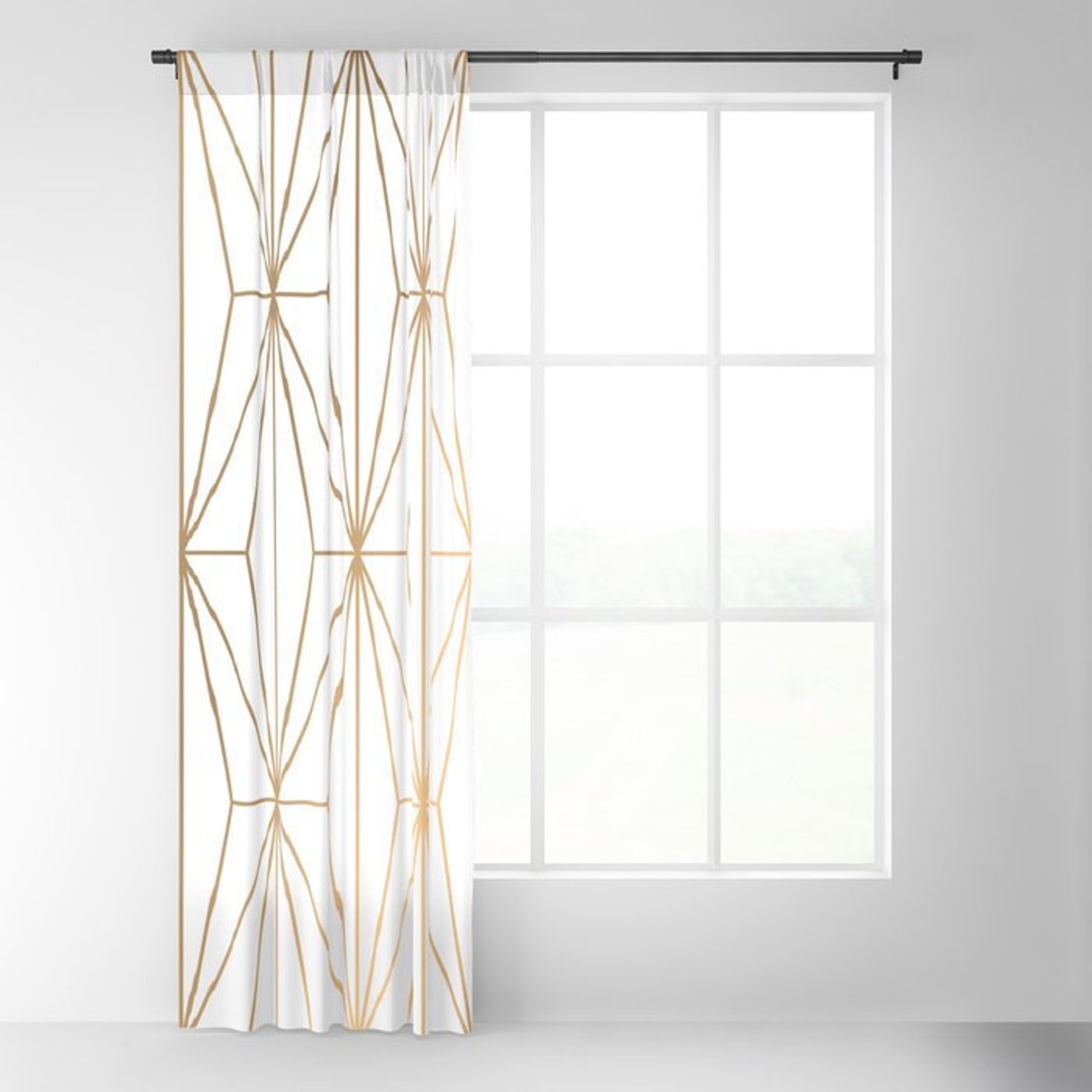 Gold Geometric Pattern Window Curtains Bohemian Curtains - Etsy