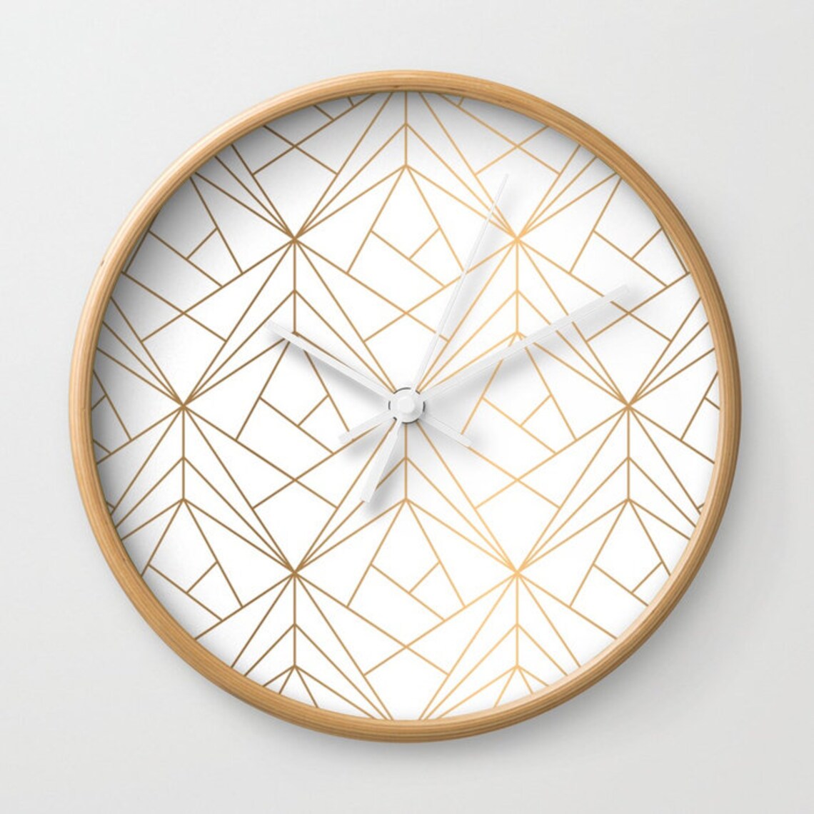 Geometric Gold Pattern Wall Clock, Bohemian Wall Clock, Gold Wall Clock ...