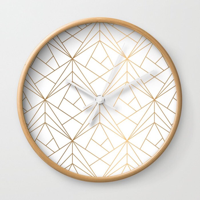 Geometric Gold Pattern Wall Clock, Bohemian Wall Clock, Gold Wall Clock ...
